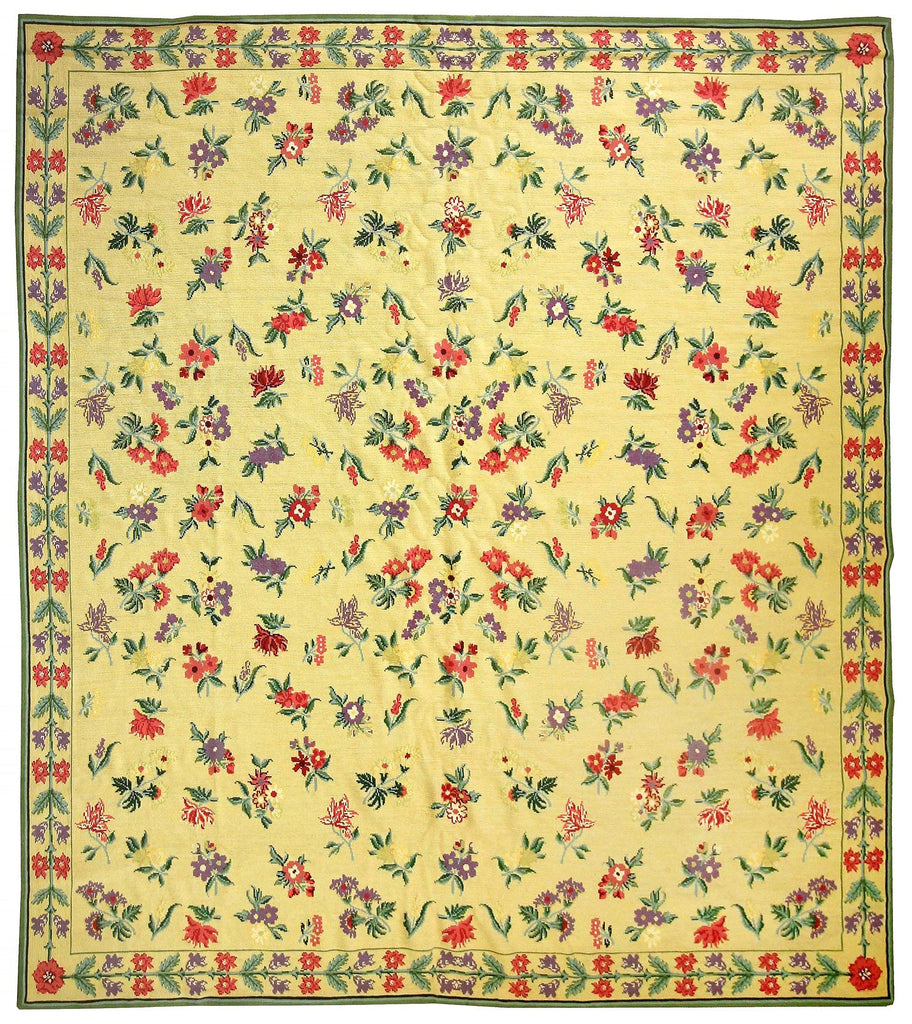 Vintage Portugese Needlepoint Handwoven Traditional Rug | Landry & Arcari