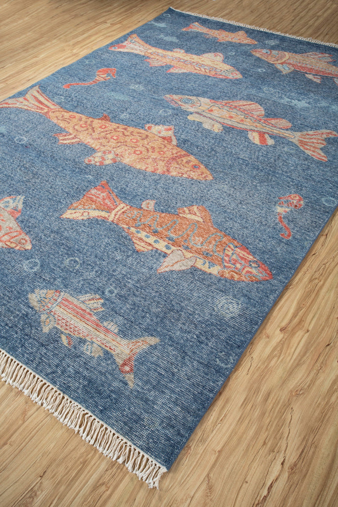 Large Fish Handwoven Transitional Rug | Landry & Arcari