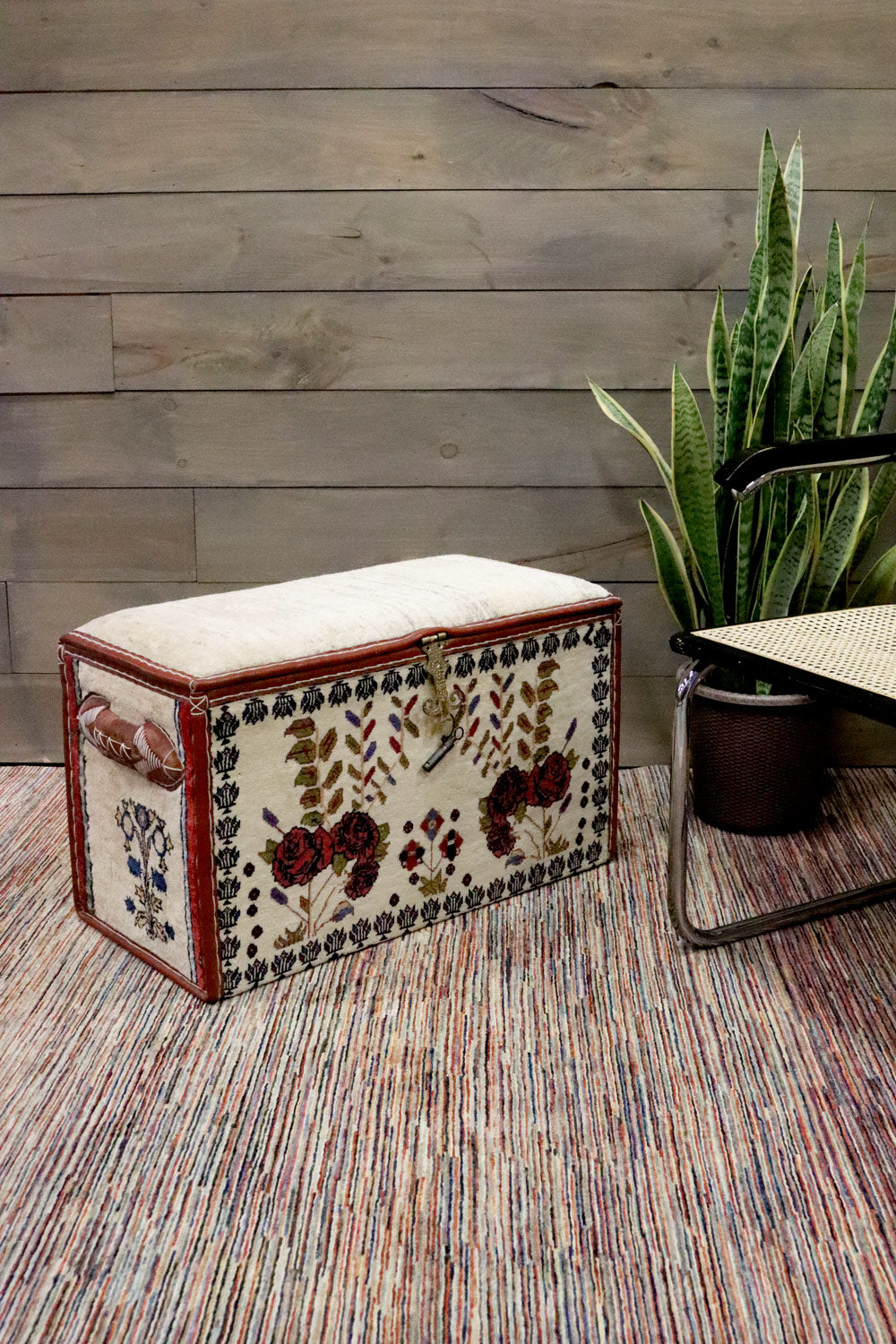 Ottoman Trunk Ottoman Tribal Rug | Landry & Arcari